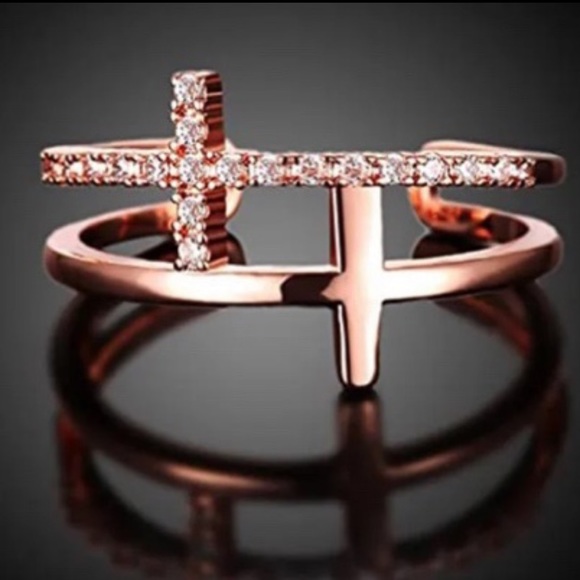 Jewelry | Rose Gold Filled Double Cross Expandable Ring | Poshmark